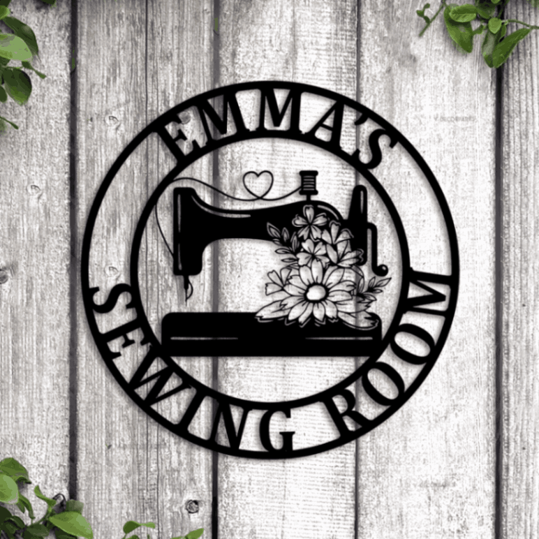 Custom Sewing Room Sign With Led Lights, Personalized Metal Sewing Sign ...