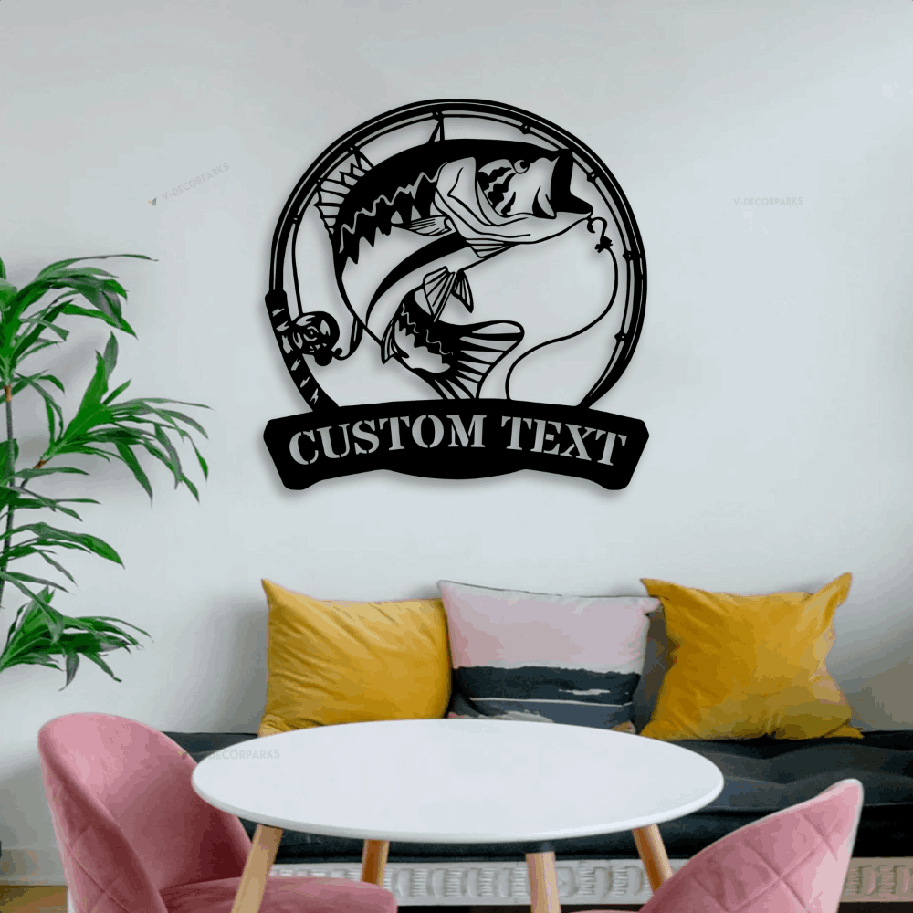 Custom Smallmouth Bass Fishing Metal Sign Led Lights, Personalized ...