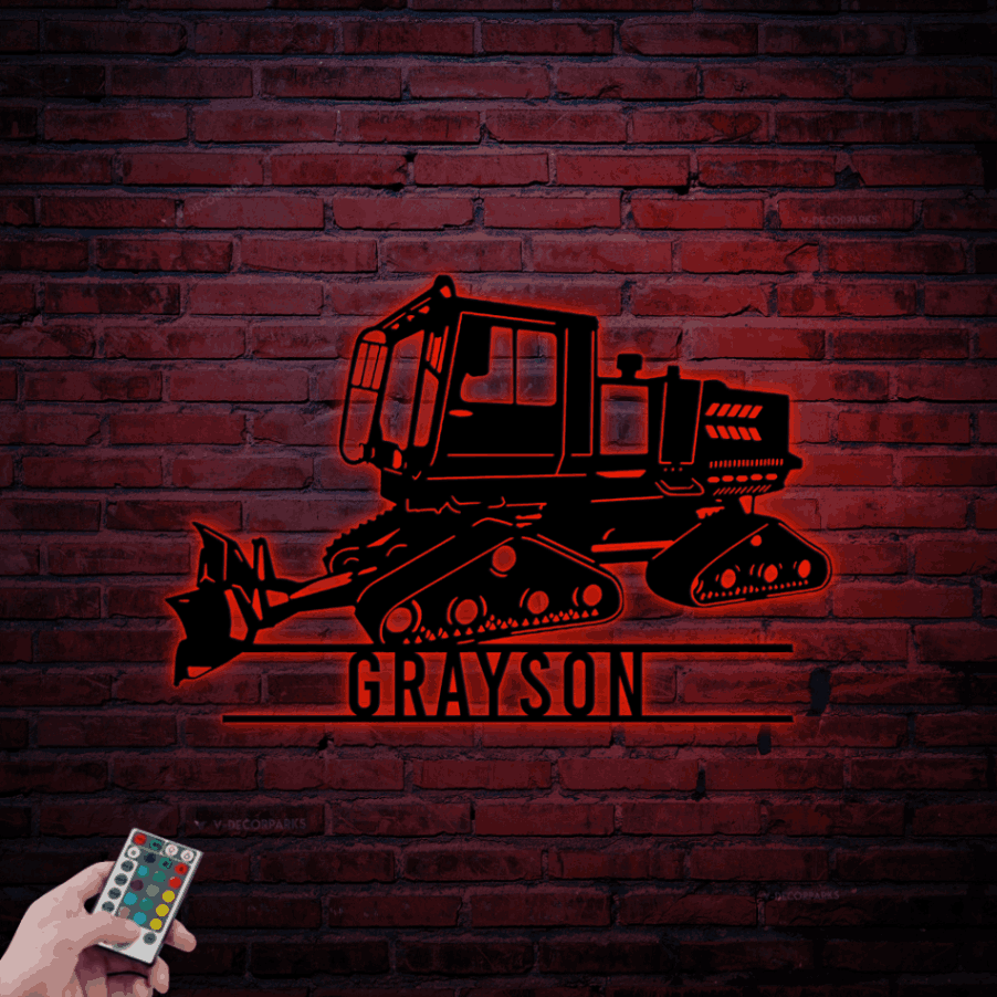 Custom Snowcat Driver Metal Sign Led Lights, Personalized Tracked Snow ...