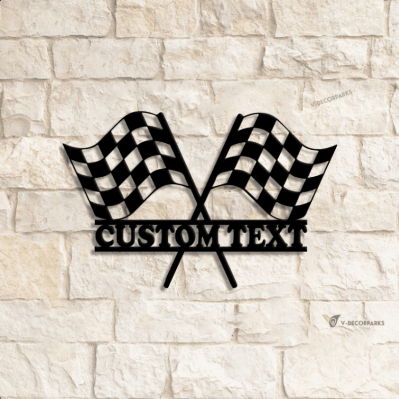 Custom Start Finish Racing Flag Metal Wall Art Led Light, Personalized ...