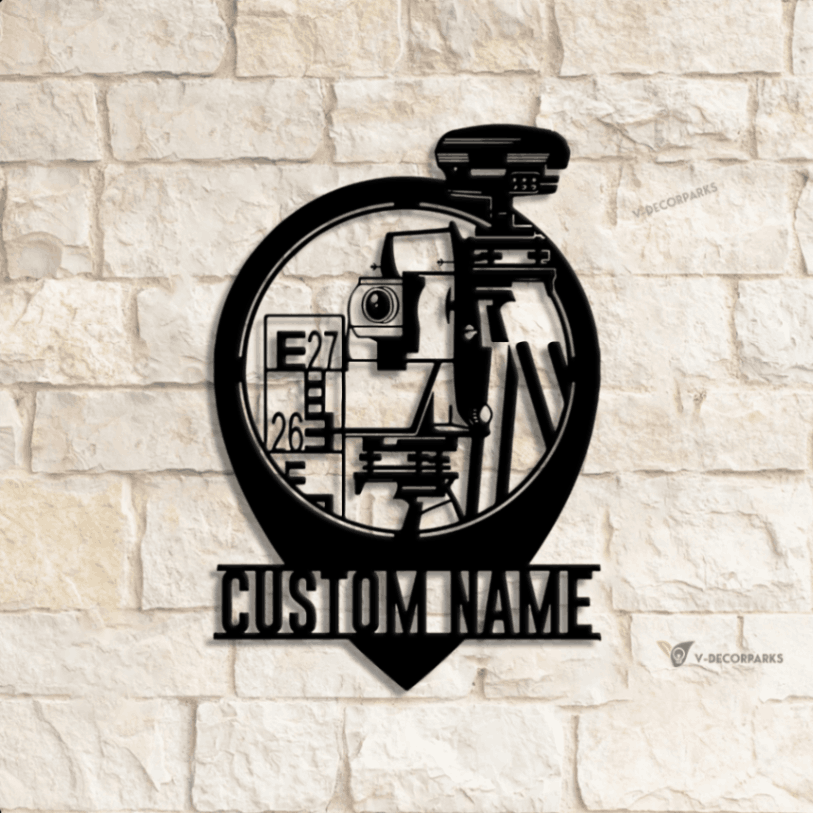 Custom Surveyor Engineer Metal Wall Art Led Light, Personalized ...
