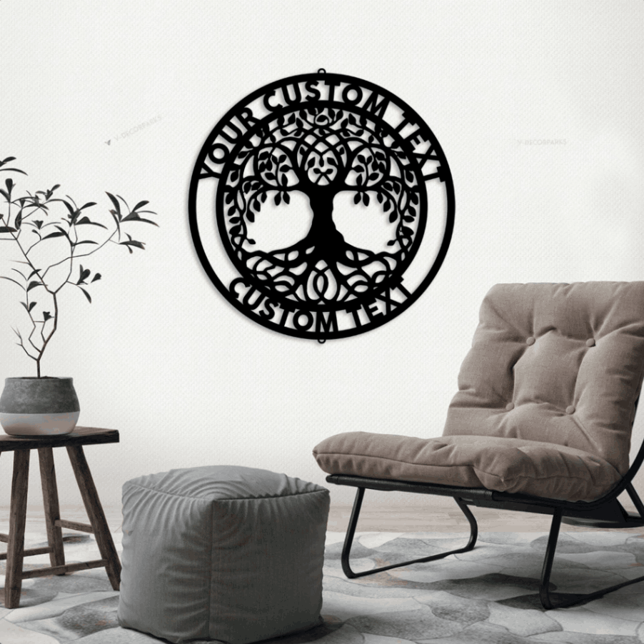 Custom Tree Of Life Sign With Led Lights Monogram Steel Sign ...