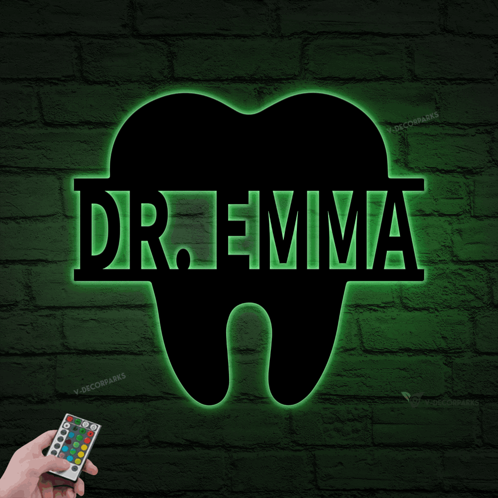 Custom Tooth Dentist Metal Sign With Led Lights, Gift For Dentist ...
