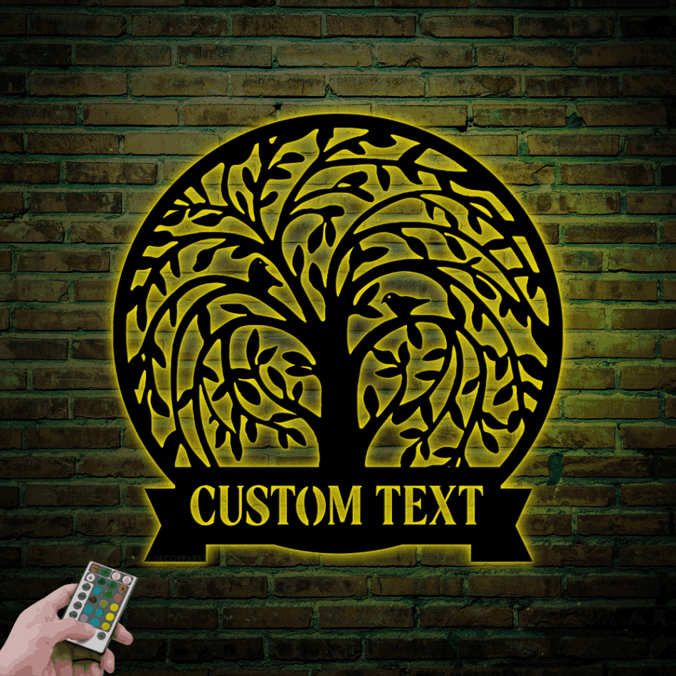 Custom Tree Of Life Wall Art With Led Lights, Metal Tree Of Life Sign ...