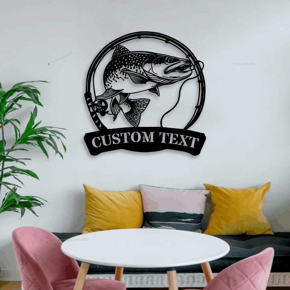 Custom Trout Fishing Metal Sign Led Lights, Personalized Fisher Name ...