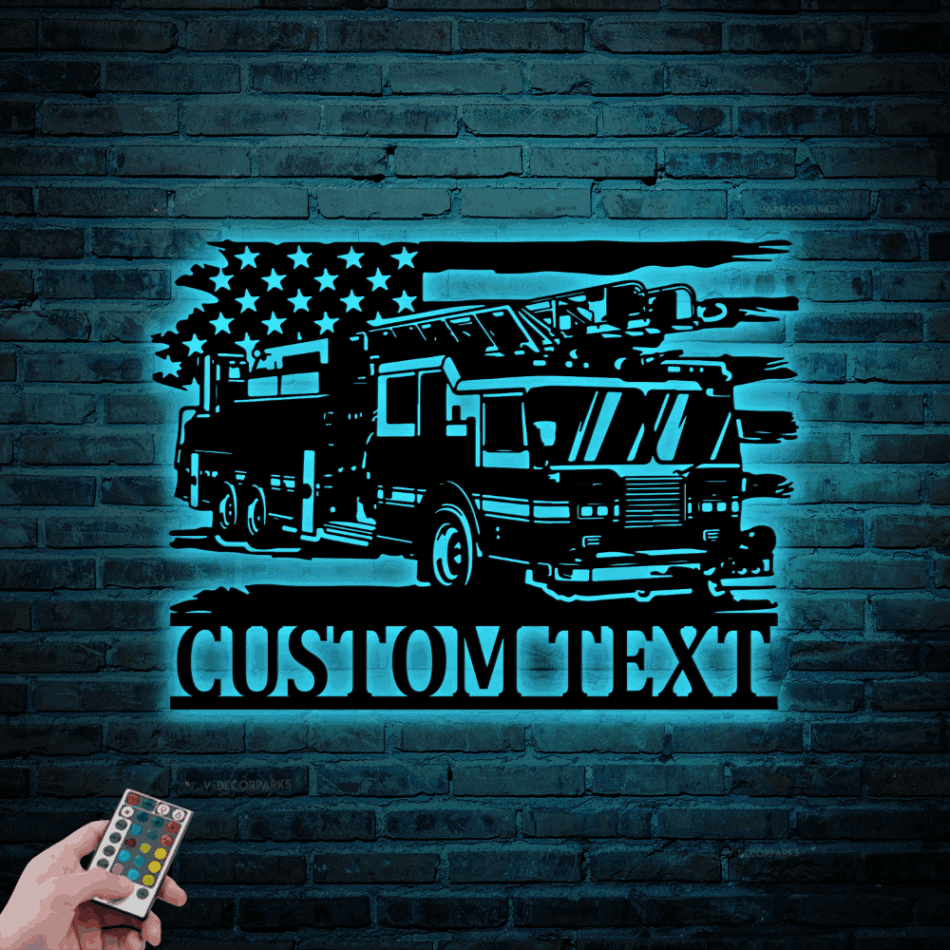 Custom Us Engine Fire Truck Driver Metal Sign Led Lights, Personalized ...