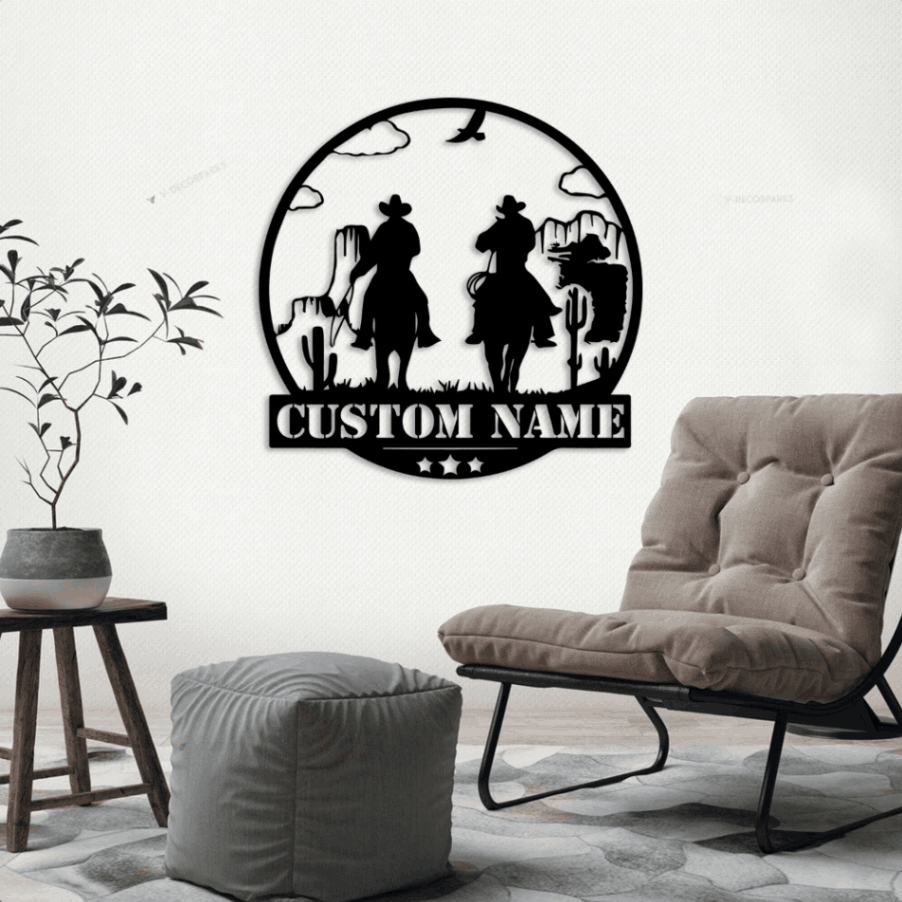 Custom Western Cowboy Texas Metal Sign Led Lights, Personalized Dallas ...