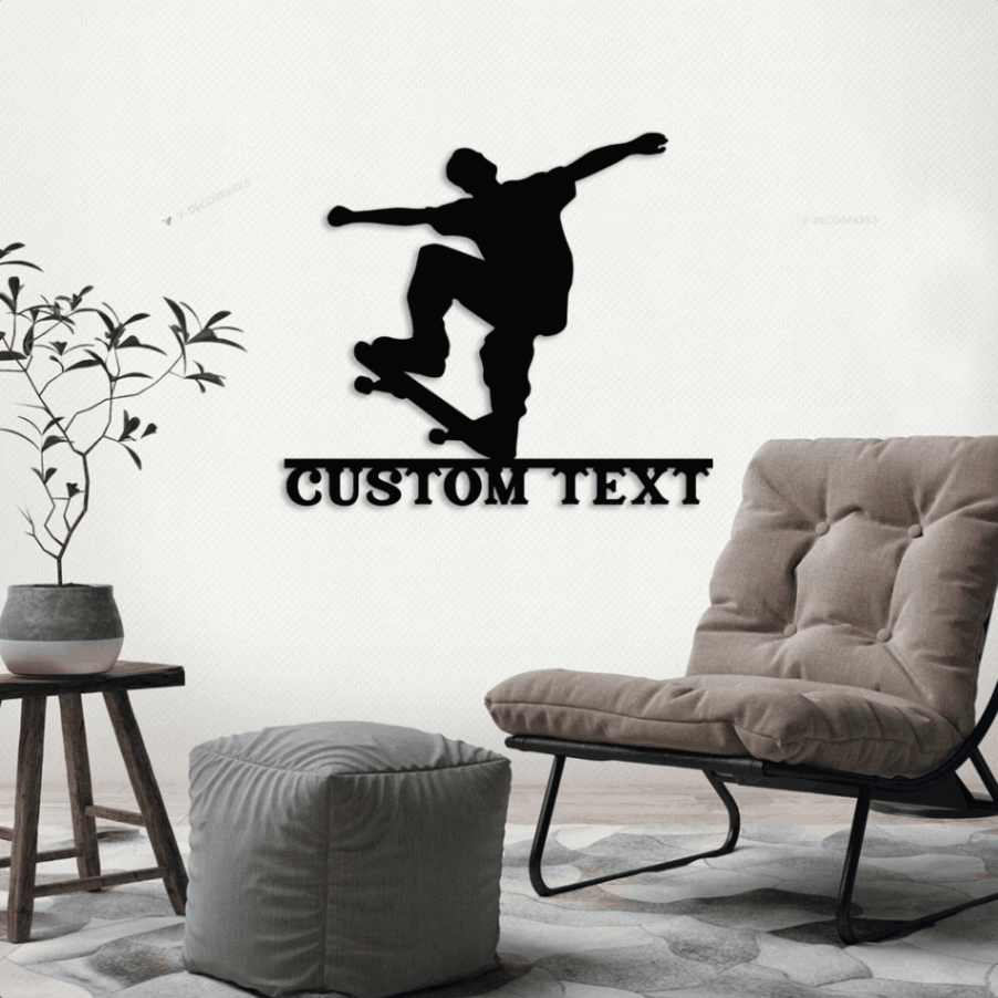 Customizable Metal Skateboarder Led Lights Sign, Skateboarder ...
