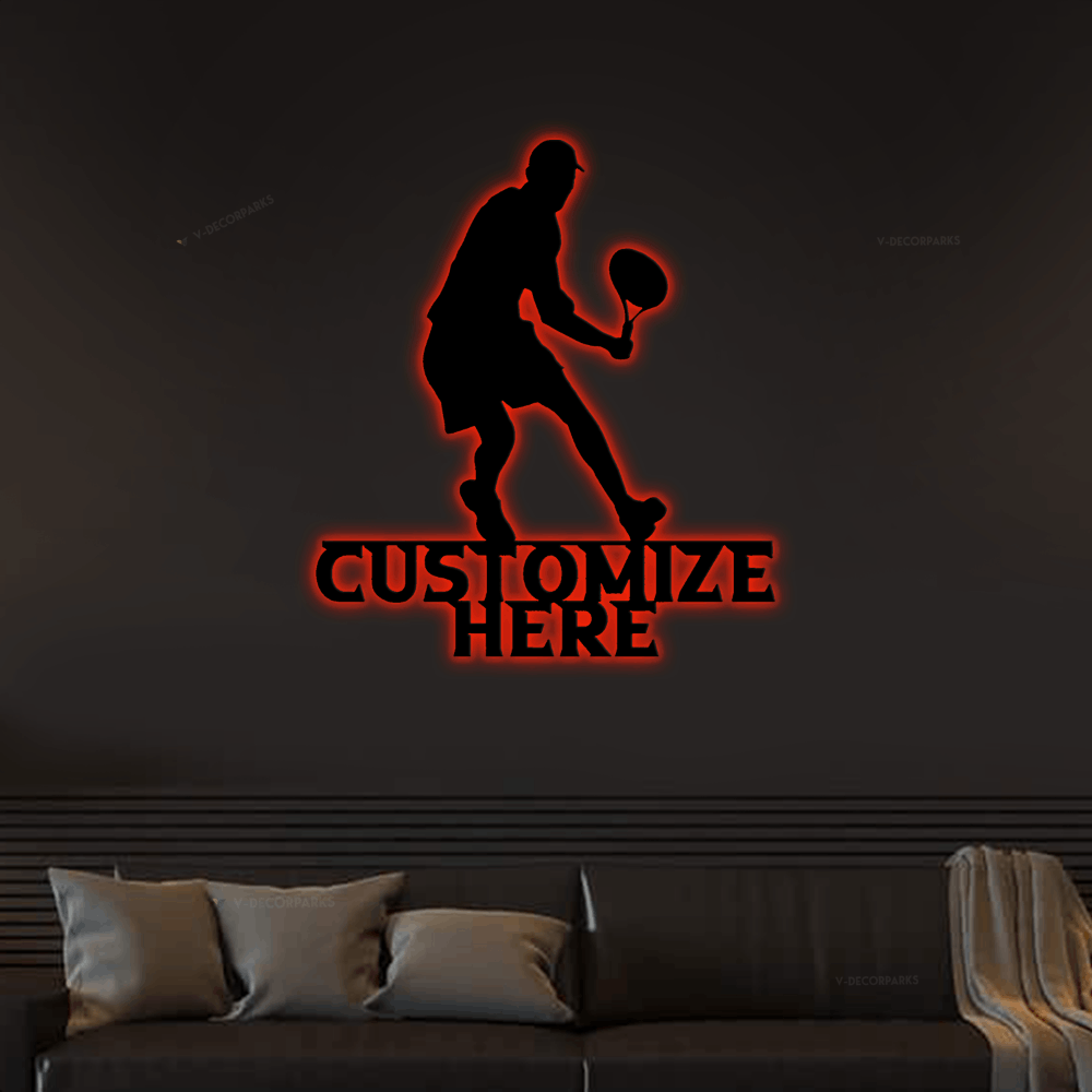 Customizable Metal Tennis Player Led Lights Sign, Personalized Tennis ...