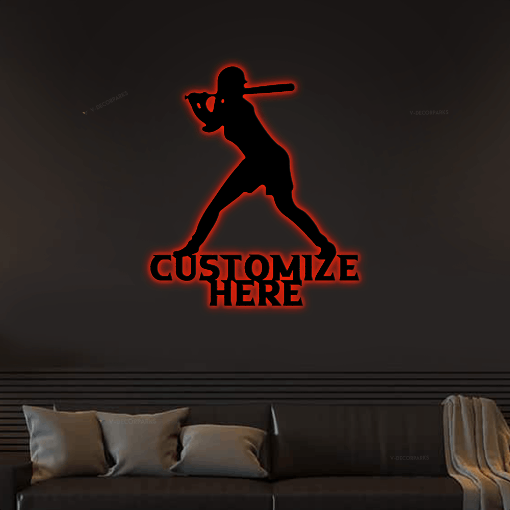 Customizable Softball Pitcher Led Lights Sign, Metal Softball ...
