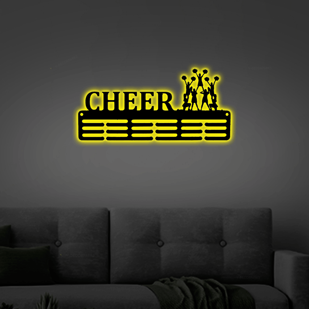 Customized Cheerleader Medal Hanger With Led Lights, Metal Sign - 12 ...