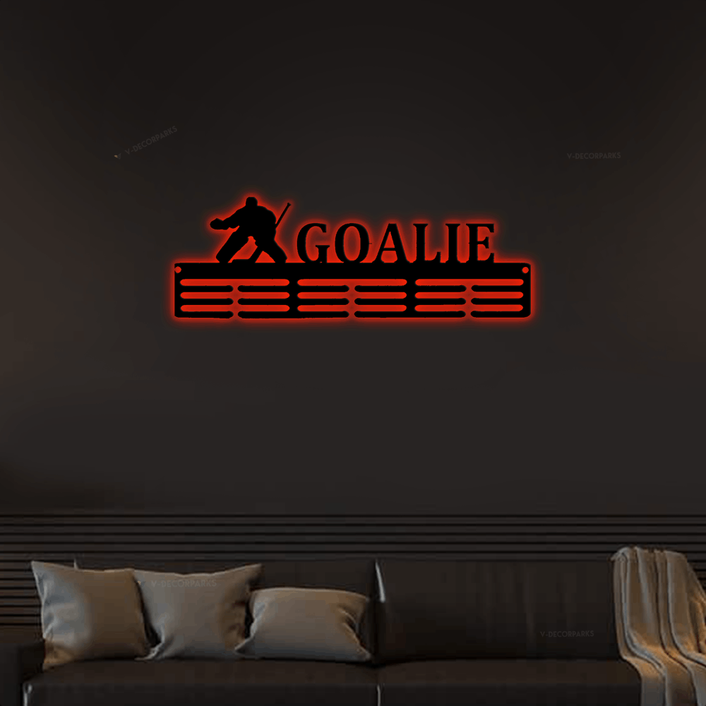 Customized Led Lights, Hockey Goalie Sport Medal Hanger Metal Sign - 12 ...