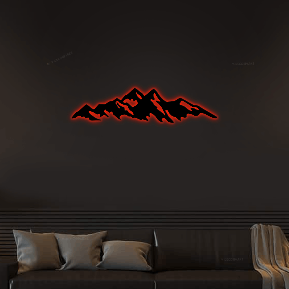 Customized Mountain Ridge Led Lights Steel Sign, Outdoor Adventures ...