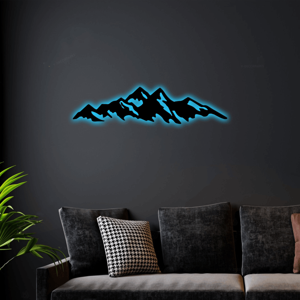 Customized Mountain Ridge Led Lights Steel Sign, Outdoor Adventures ...