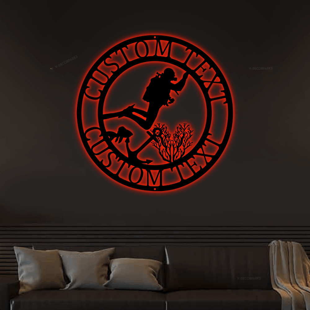 Customized Scuba Diving With Led Lights Sign Home Decor Scuba Diver ...
