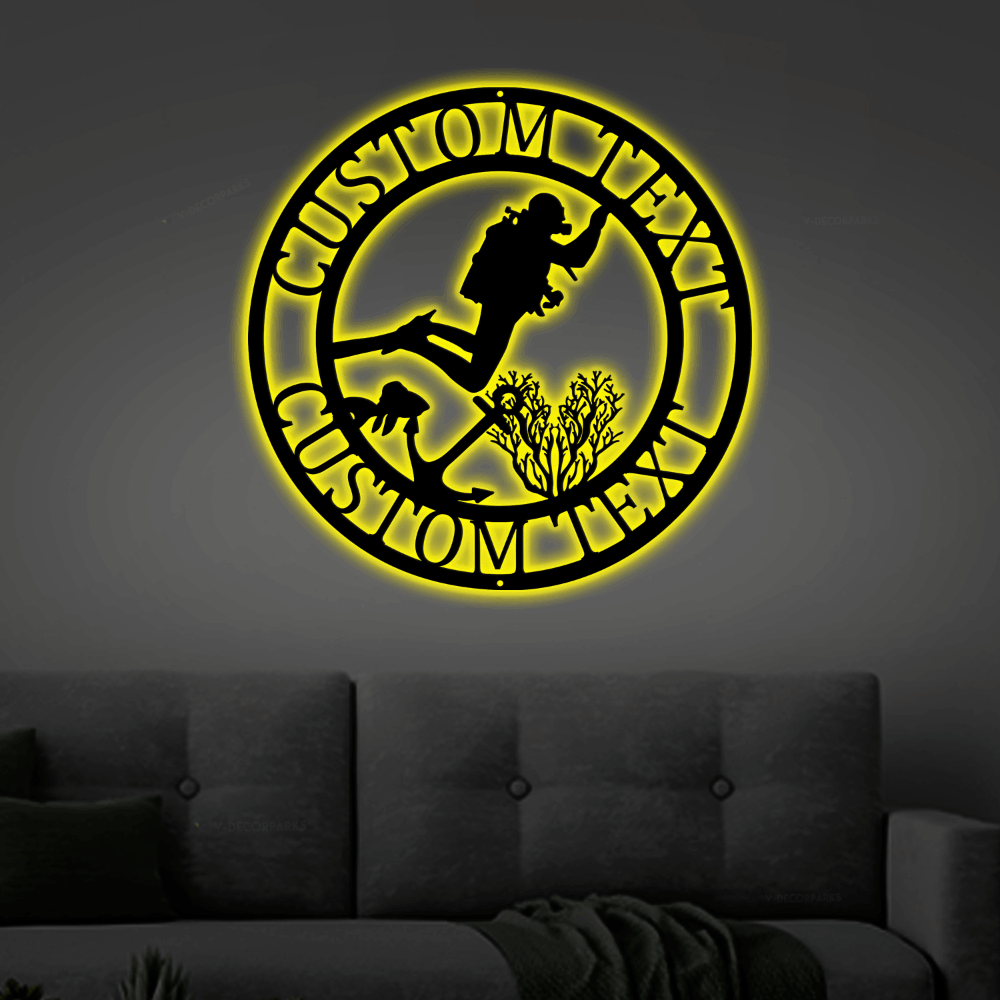Customized Scuba Diving With Led Lights Sign Home Decor Scuba Diver ...