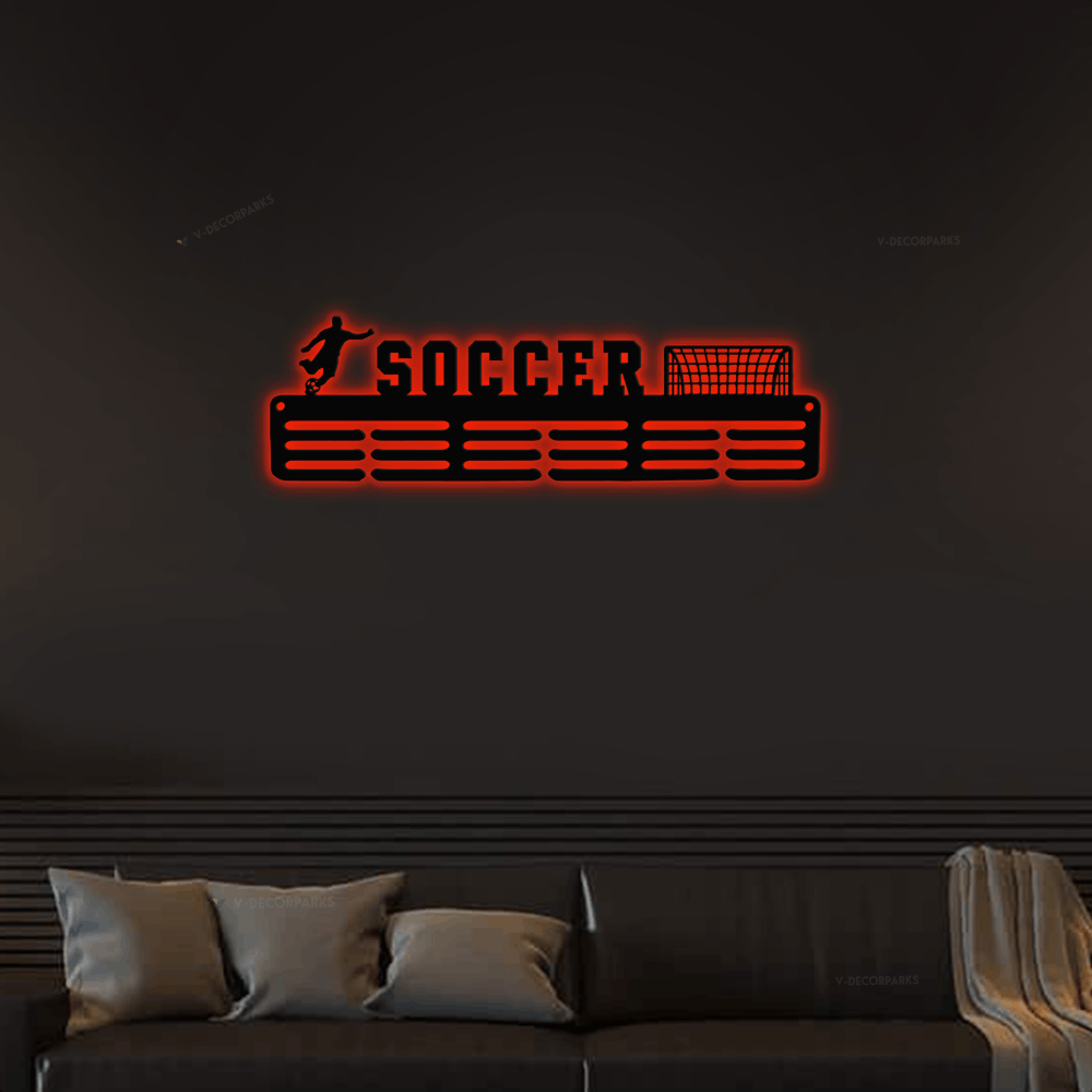 Customized Soccer Sport Led Lights, Medal Hanger Metal Sign - 12 Rungs ...