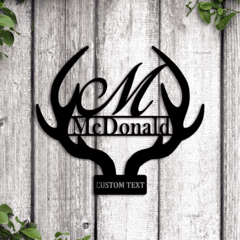 Deer Antler Monogram Letter With Led Lights Sign Home Decor, Hunter ...