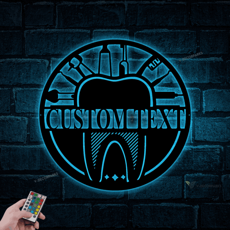 Dentist Office Metal Wall With Led Lights, Dental Office Wall Art ...