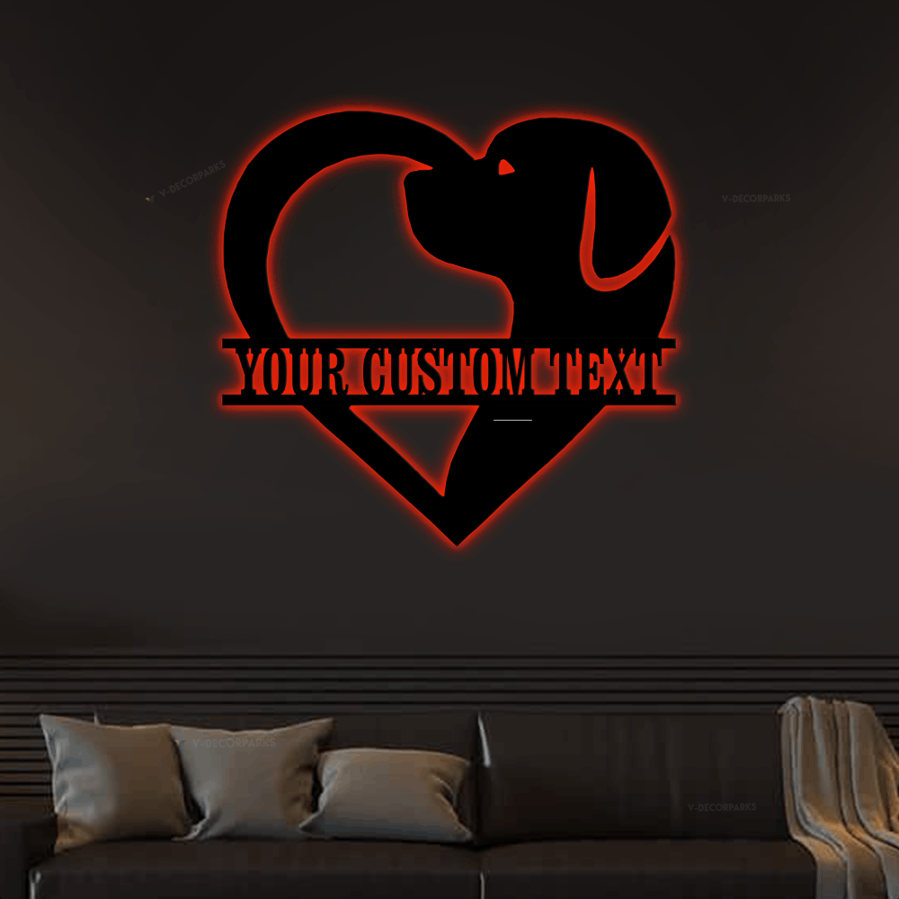Dog Love With Led Lights Sign Personalized Dog House Wall Decor ...