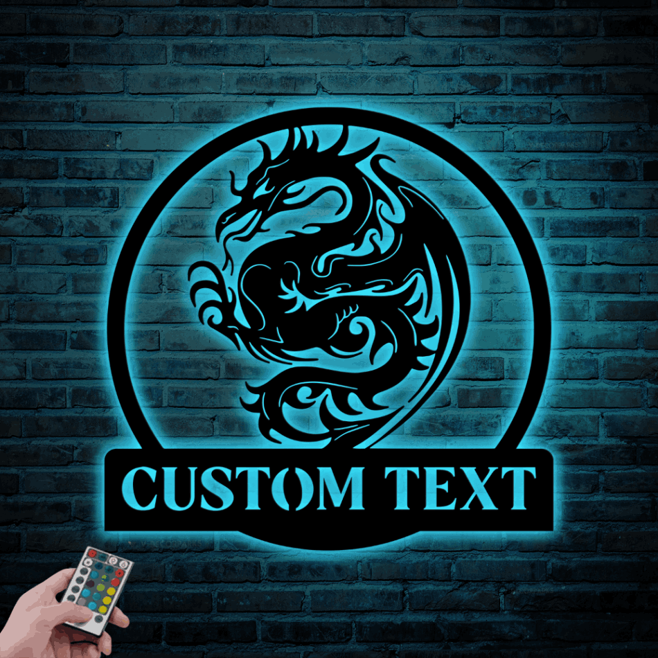 Dragon Metal Wall Art With Led Lights, Personalized Dragon Wall Decor ...