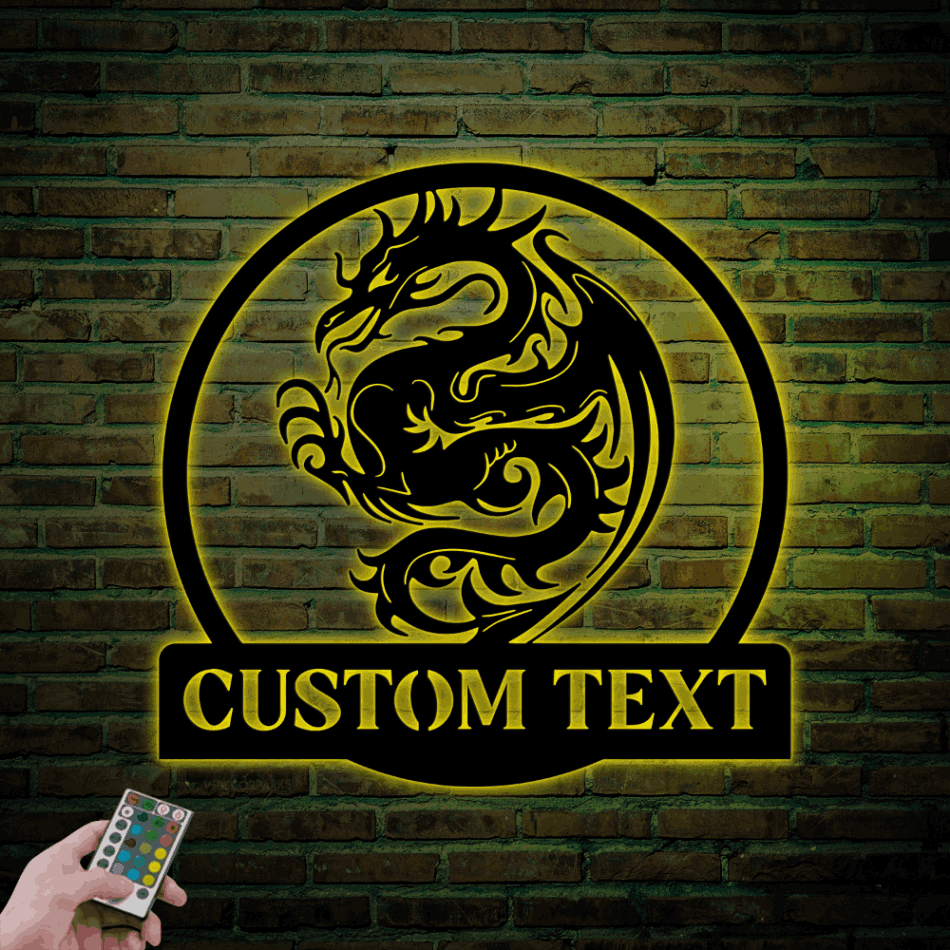 Dragon Metal Wall Art With Led Lights, Personalized Dragon Wall Decor ...