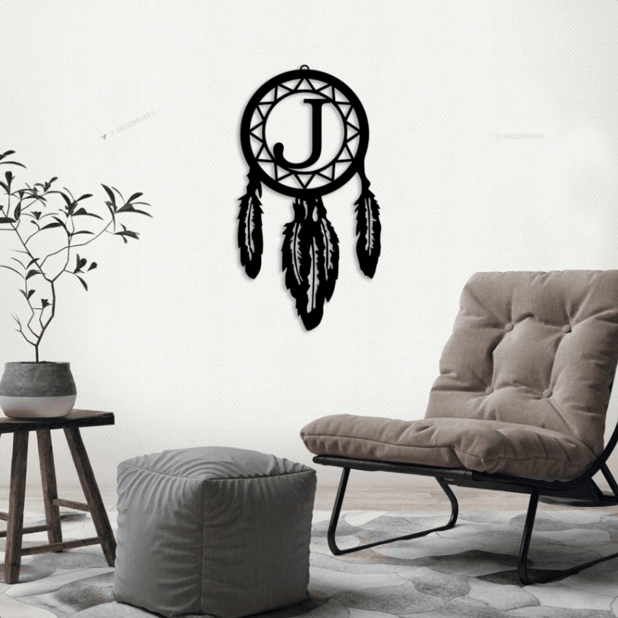 Dream Catcher With Led Lights Sign Monogram Steel Sign, Personalized ...