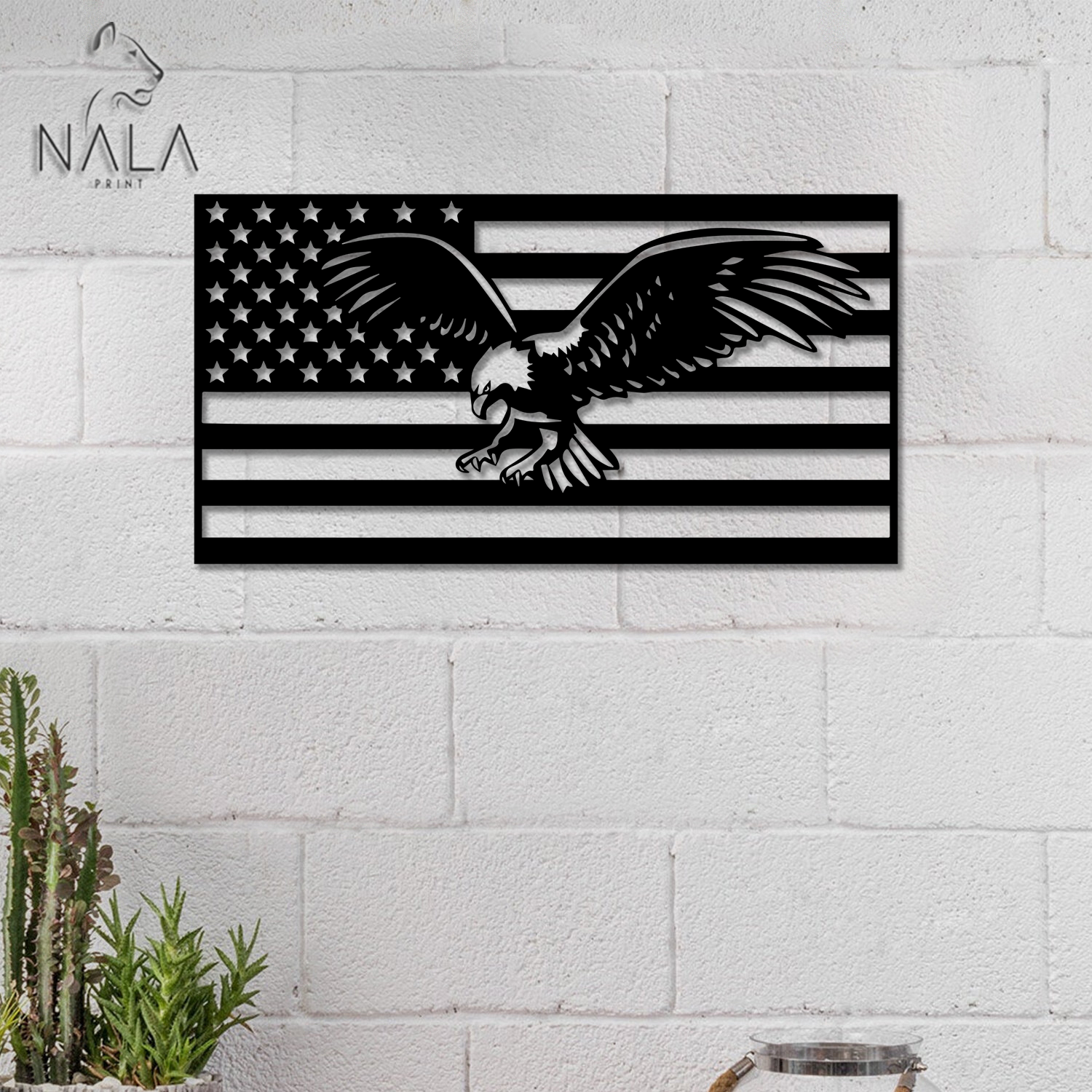 American Flag Eagle Flying Metal Sign, Usa's Flag Design Wall Decor ...