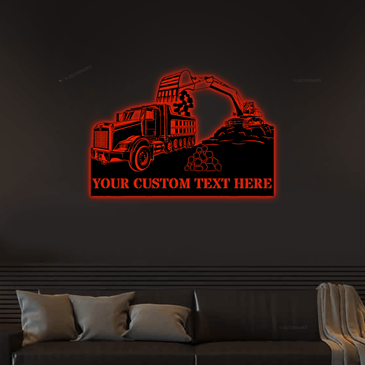 Excavator Loading Truck Personalized Metal Sign With Your Custom Text ...