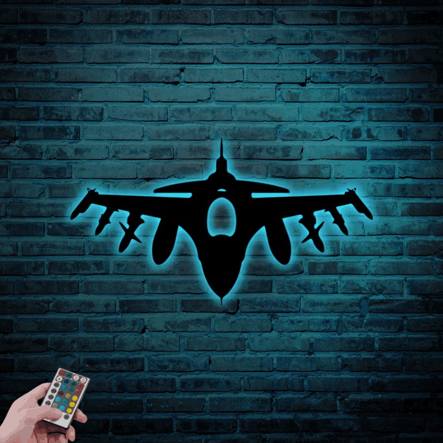 F16 Metal Sign With Led Lights, Military Jet Plane, Fighter Jet Metal ...