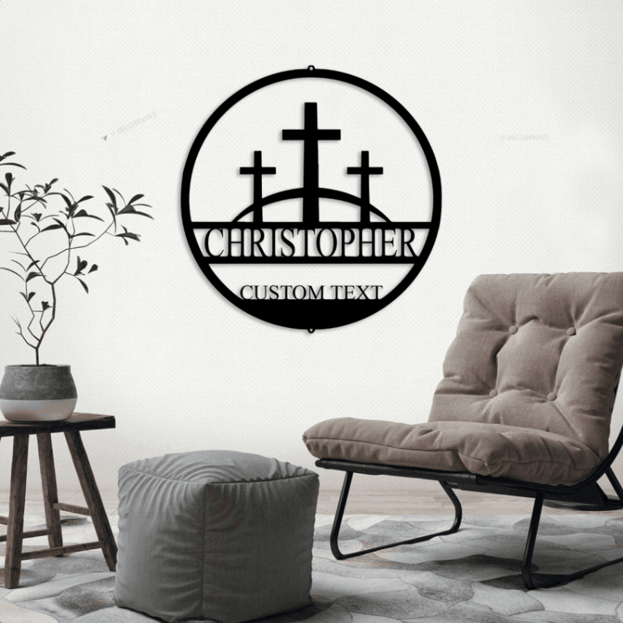 Faith Cross With Led Lights Sign Monogram Steel Sign, Christian Church ...