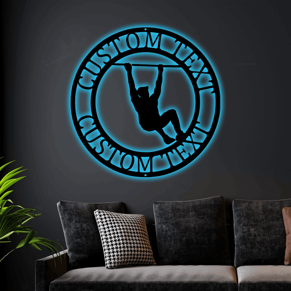 Fitness Club Sign With Led Lights Monogram Steel Sign Personalized ...