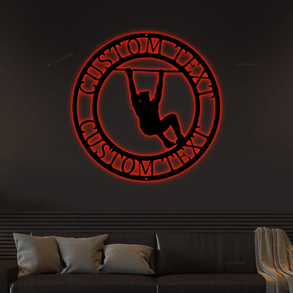 Fitness Club Sign With Led Lights Monogram Steel Sign Personalized ...