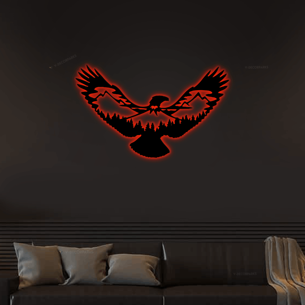 Flying Eagle Sign Led Lights, Monogram Wall Art Living Room Decor ...