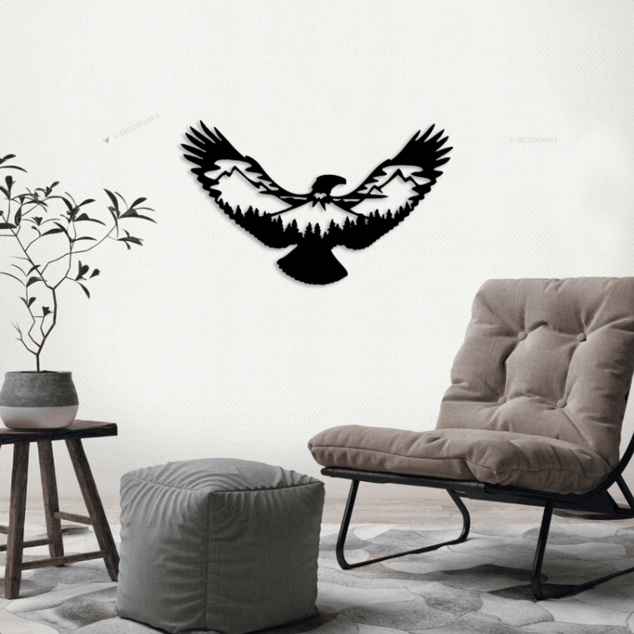 Flying Eagle Sign Led Lights, Monogram Wall Art Living Room Decor ...