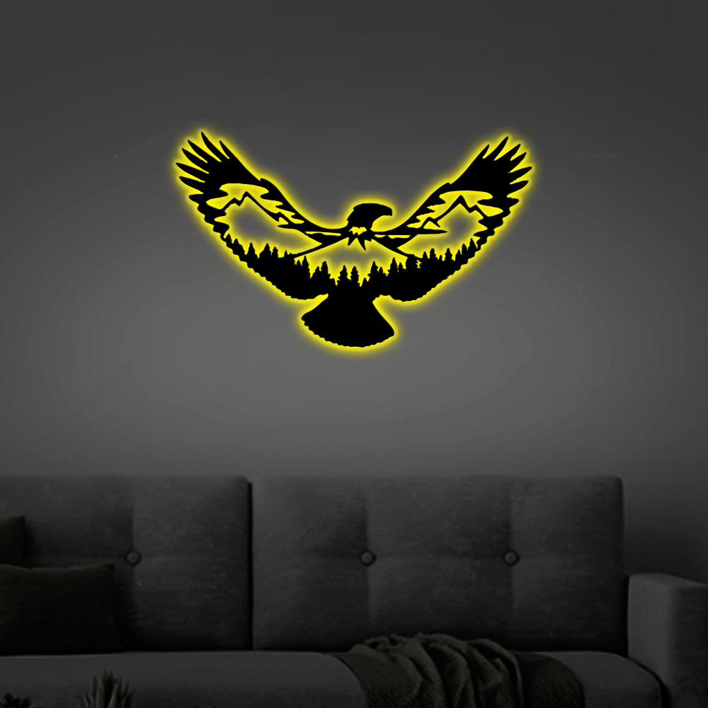 Flying Eagle Sign Led Lights, Monogram Wall Art Living Room Decor ...