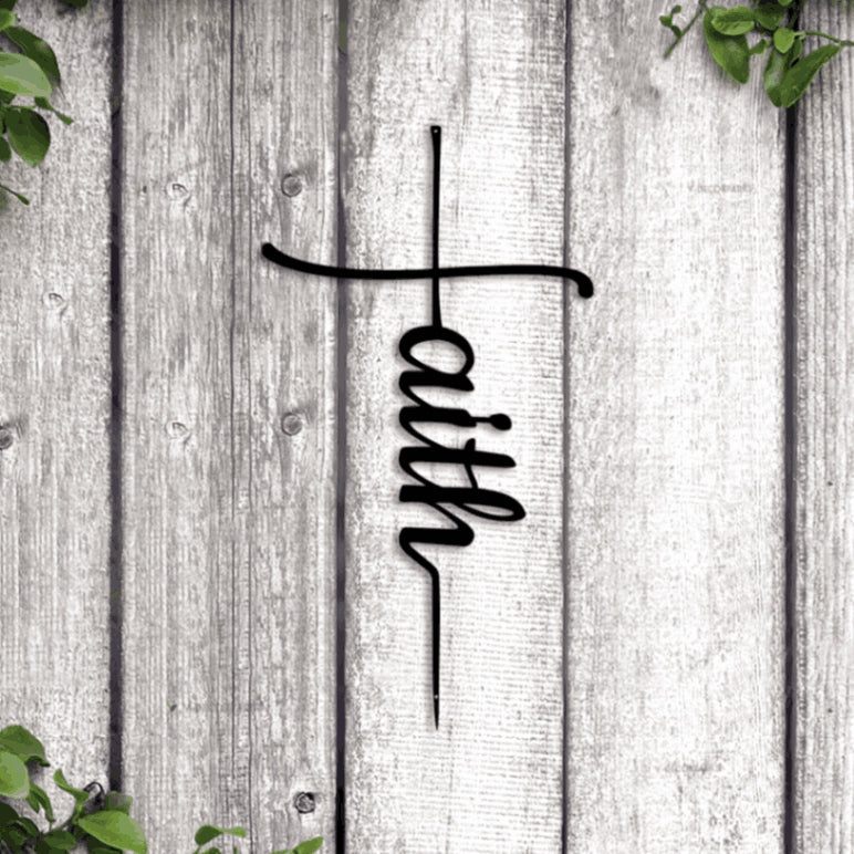 Faith Metal Wall Art With Led Lights, Faith Cross Metal Sign, Christian ...