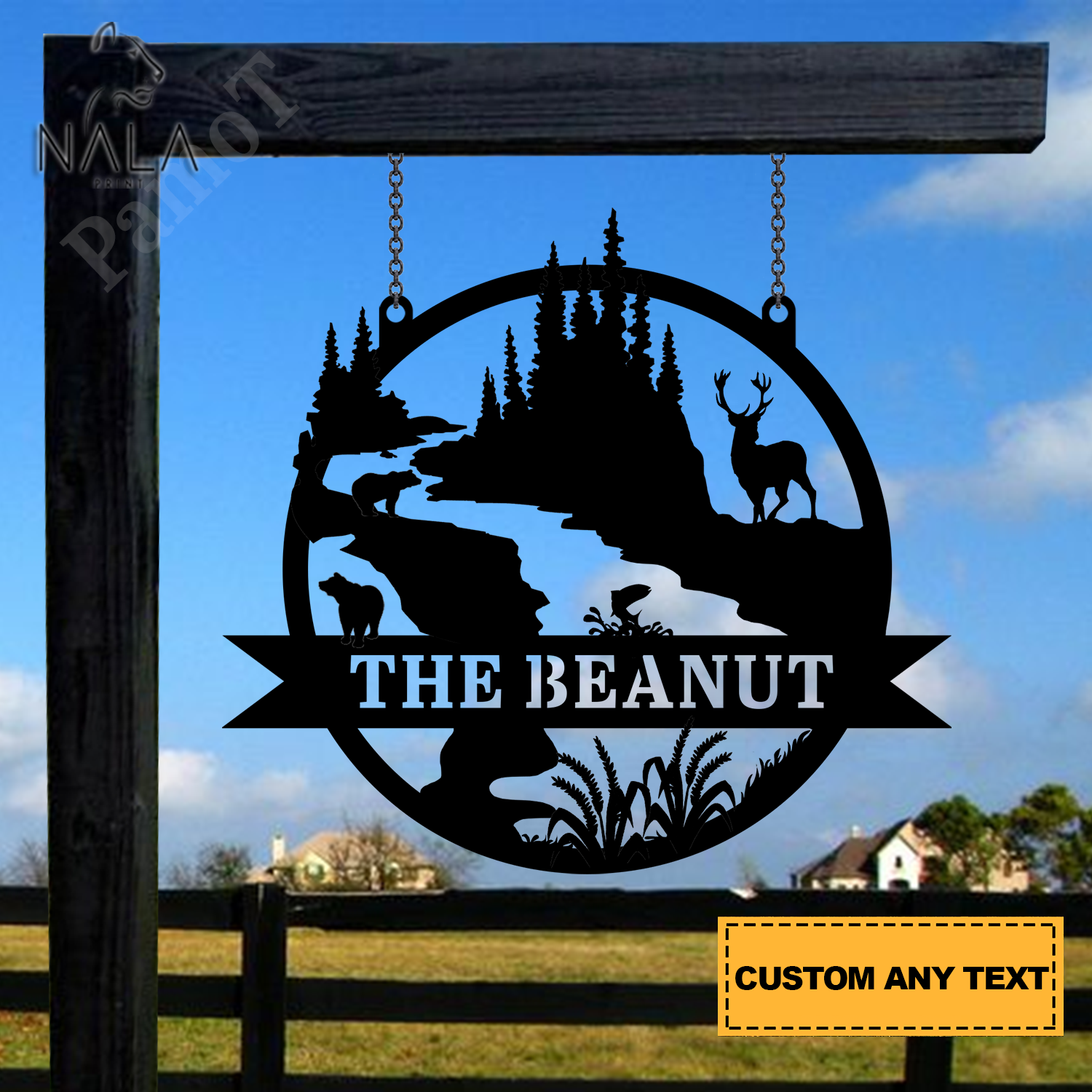 Custom Large Farm Entrance/gate Sign, Wildlife, Deer And Bear ...