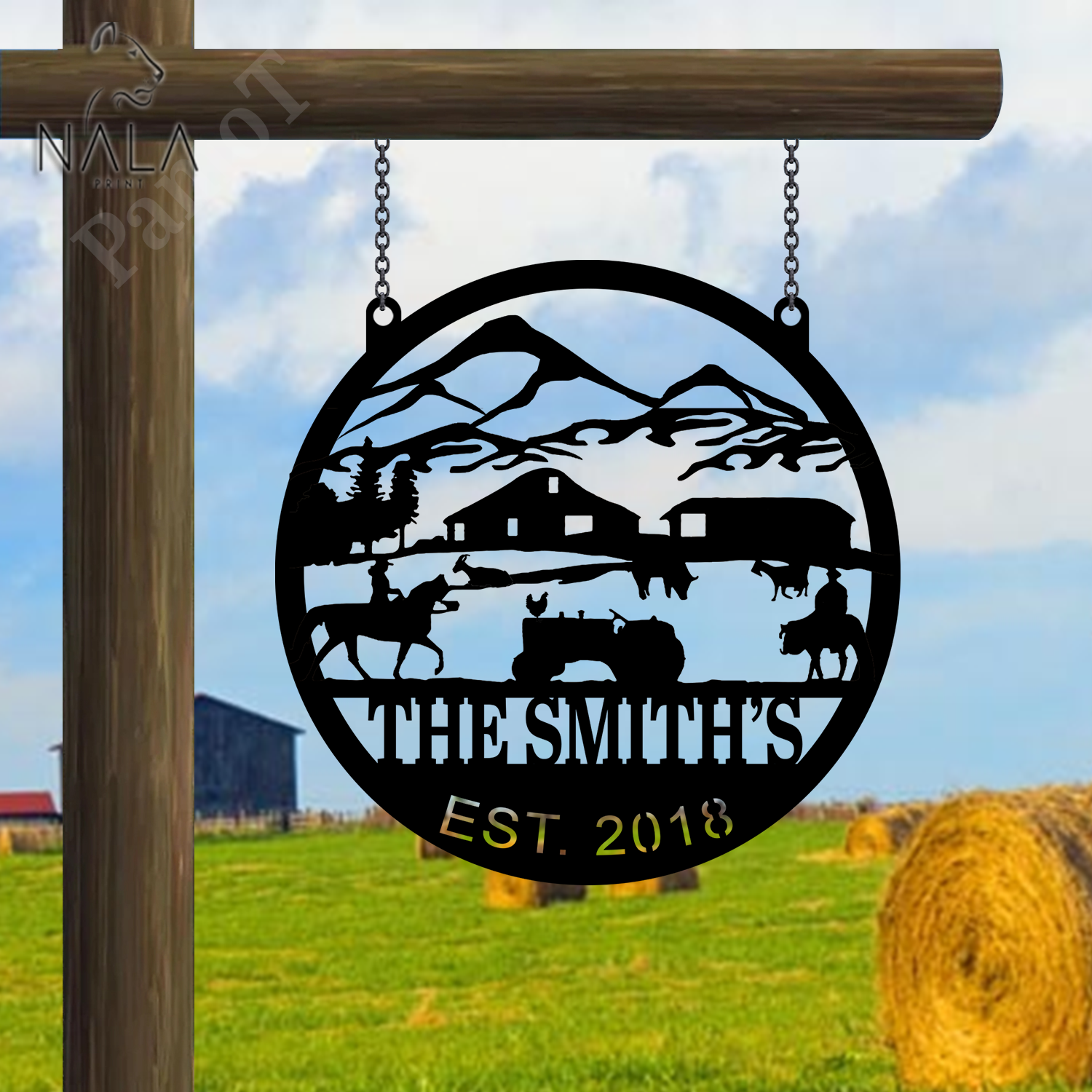 Custom Rustic Farm Gate Metal Sign Home Decor, Large Farm Metal Sign ...