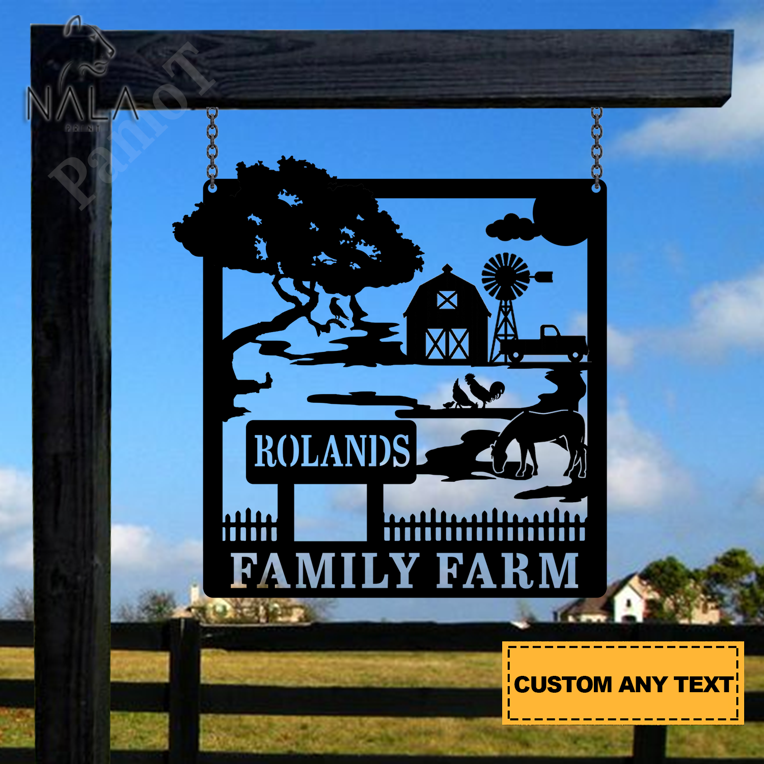 Custom Name Family Farm Metal Sign Wall Decor, Farm Gate Wall Hanging ...