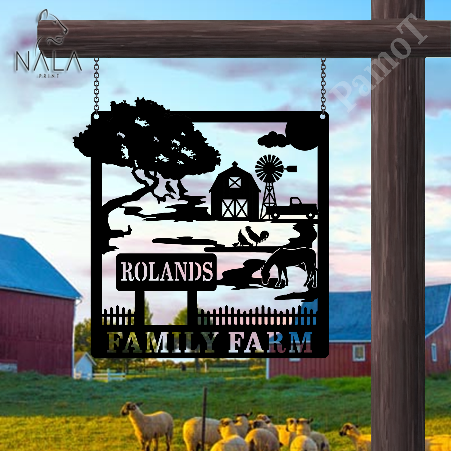 Custom Name Family Farm Metal Sign Wall Decor, Farm Gate Wall Hanging ...