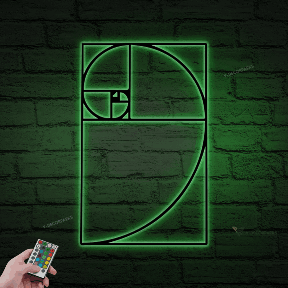Fibonacci Spiral Metal Wall With Led Lights, Metal Fibonacci Wall Decor ...
