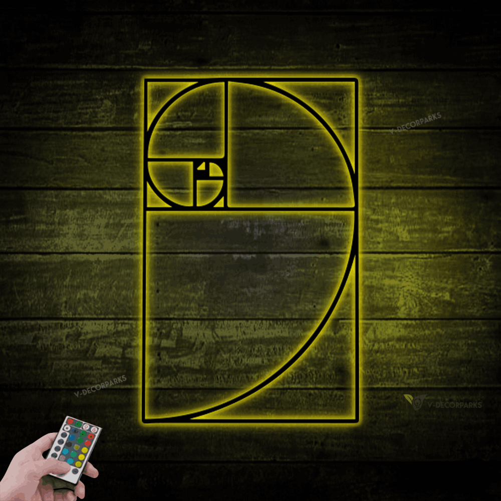 Fibonacci Spiral Metal Wall With Led Lights, Metal Fibonacci Wall Decor ...