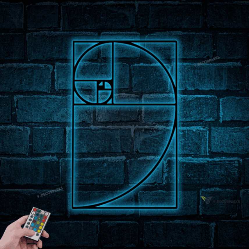 Fibonacci Spiral Metal Wall With Led Lights, Metal Fibonacci Wall Decor ...