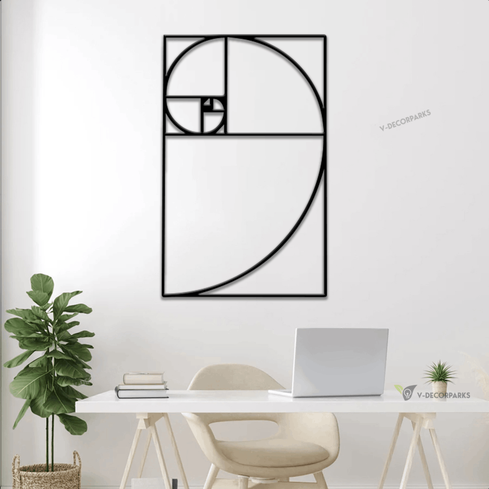 Fibonacci Spiral Metal Wall With Led Lights, Metal Fibonacci Wall Decor ...