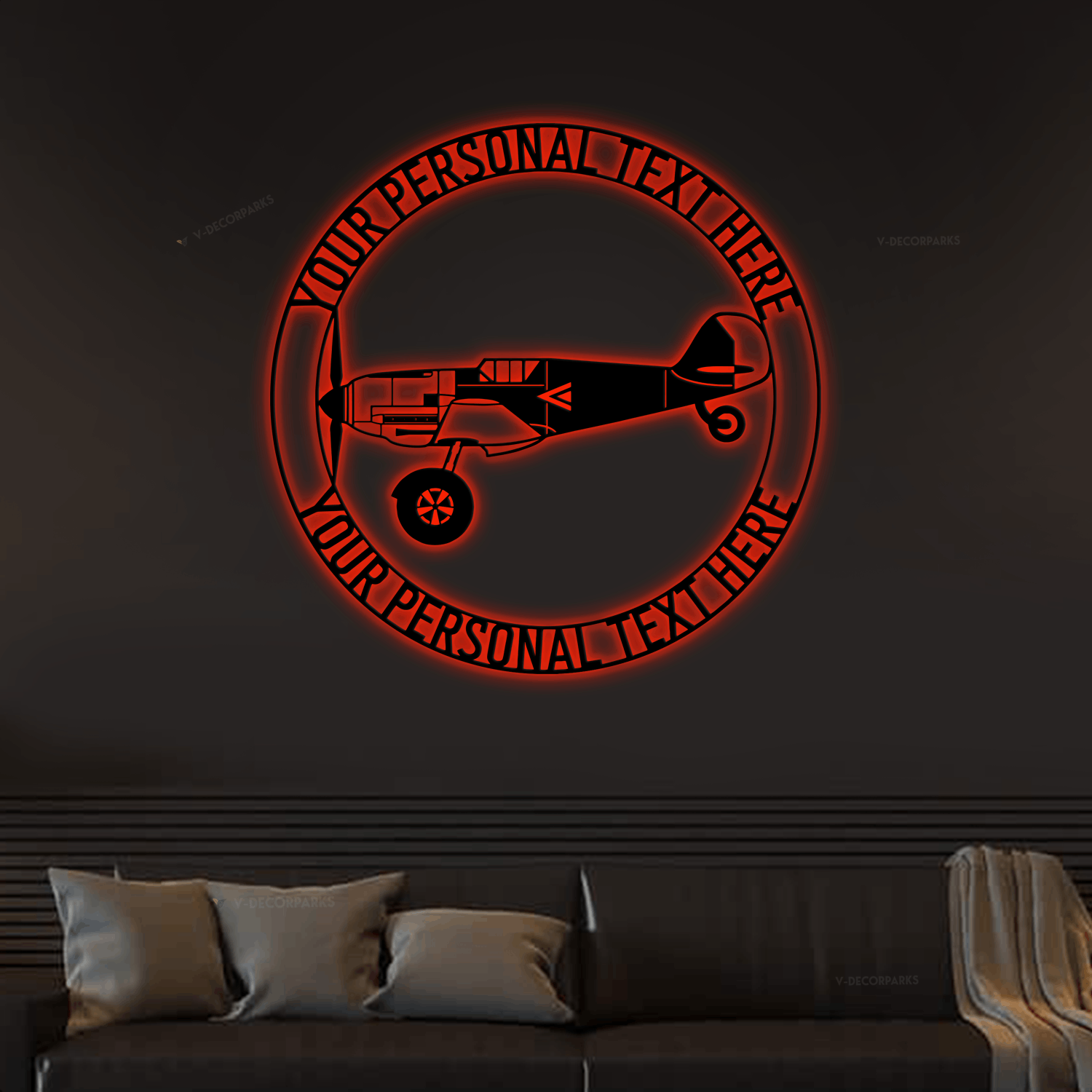 Fighter Airplane Personalized Metal Sign With Led Lights, Custom ...