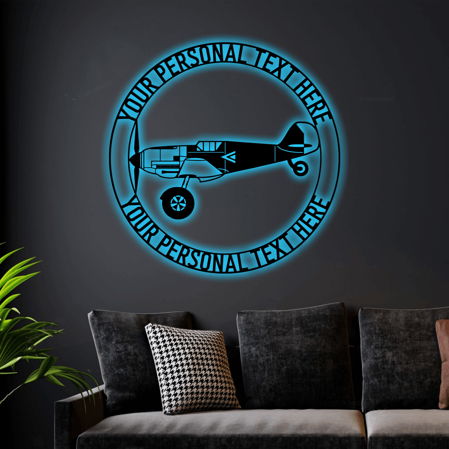 Fighter Airplane Personalized Metal Sign With Led Lights, Custom ...