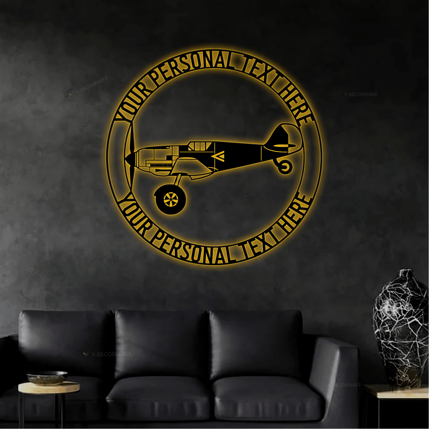 Fighter Airplane Personalized Metal Sign With Led Lights, Custom ...