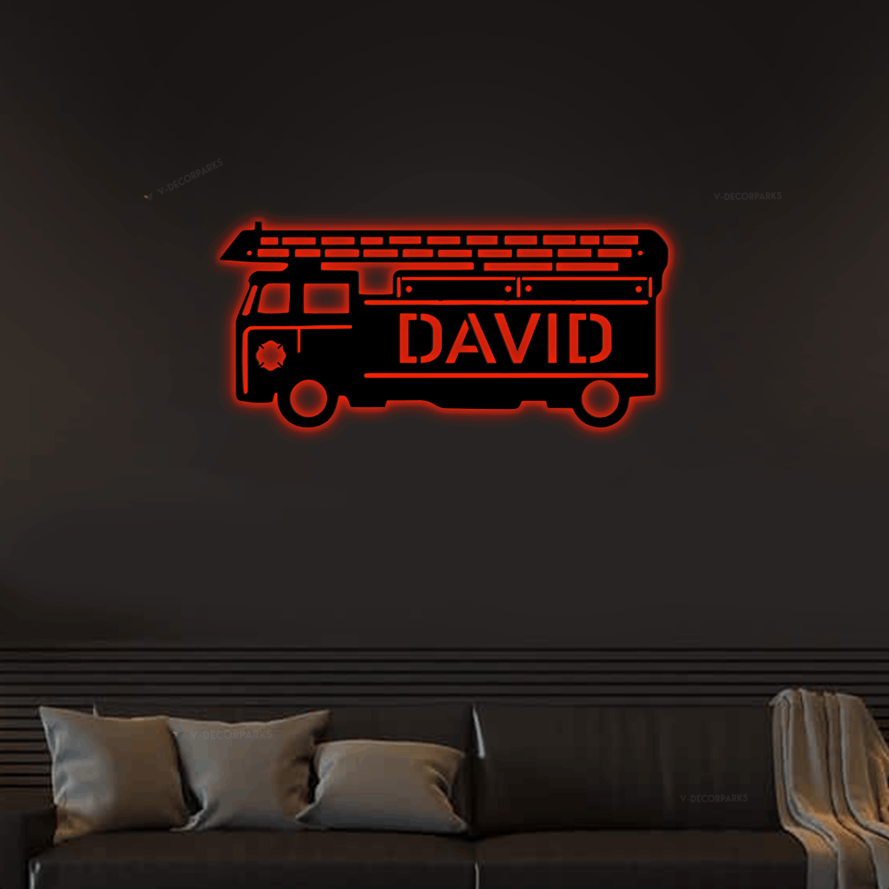 Fire Engine Ladder Truck With Led Lights, Metal Sign, Fireman, Metal ...