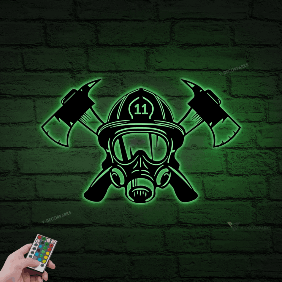 Firefighter Metal Sign With Led Lights, Personalized Fd Fireman Name ...